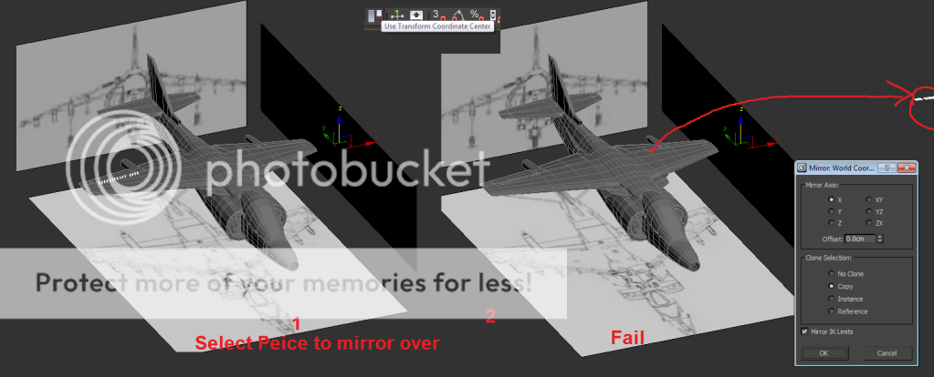 Transform Coordinate Center to Mirror Over pieces not working correctly ...